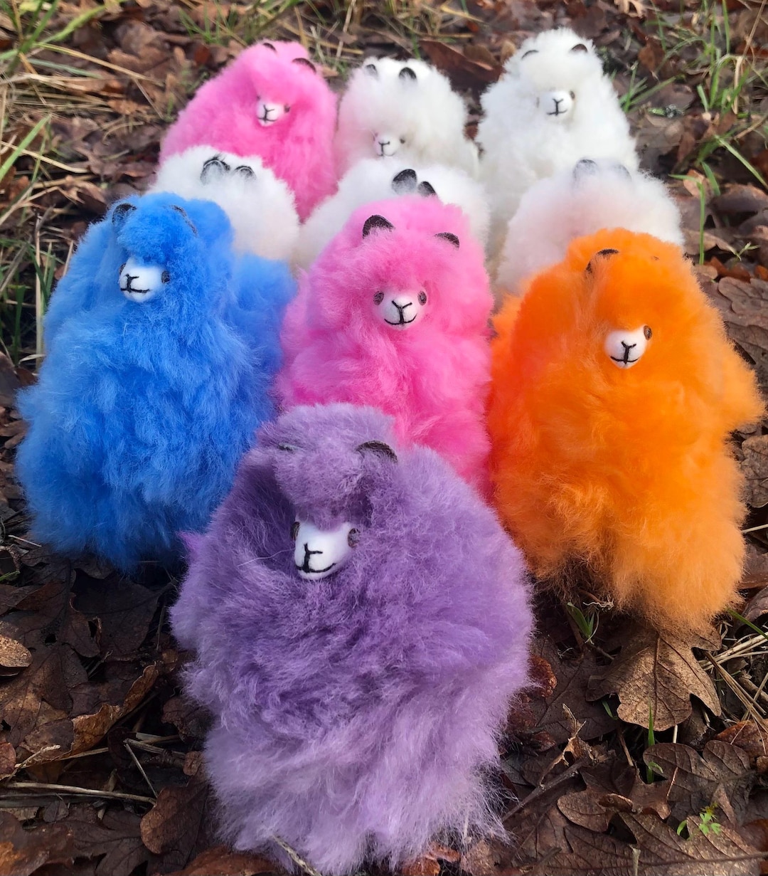 Lot 10 Pcs Miniature Alpacas Figures Stuffed 6 Inches 100% Alpaca Fur ...