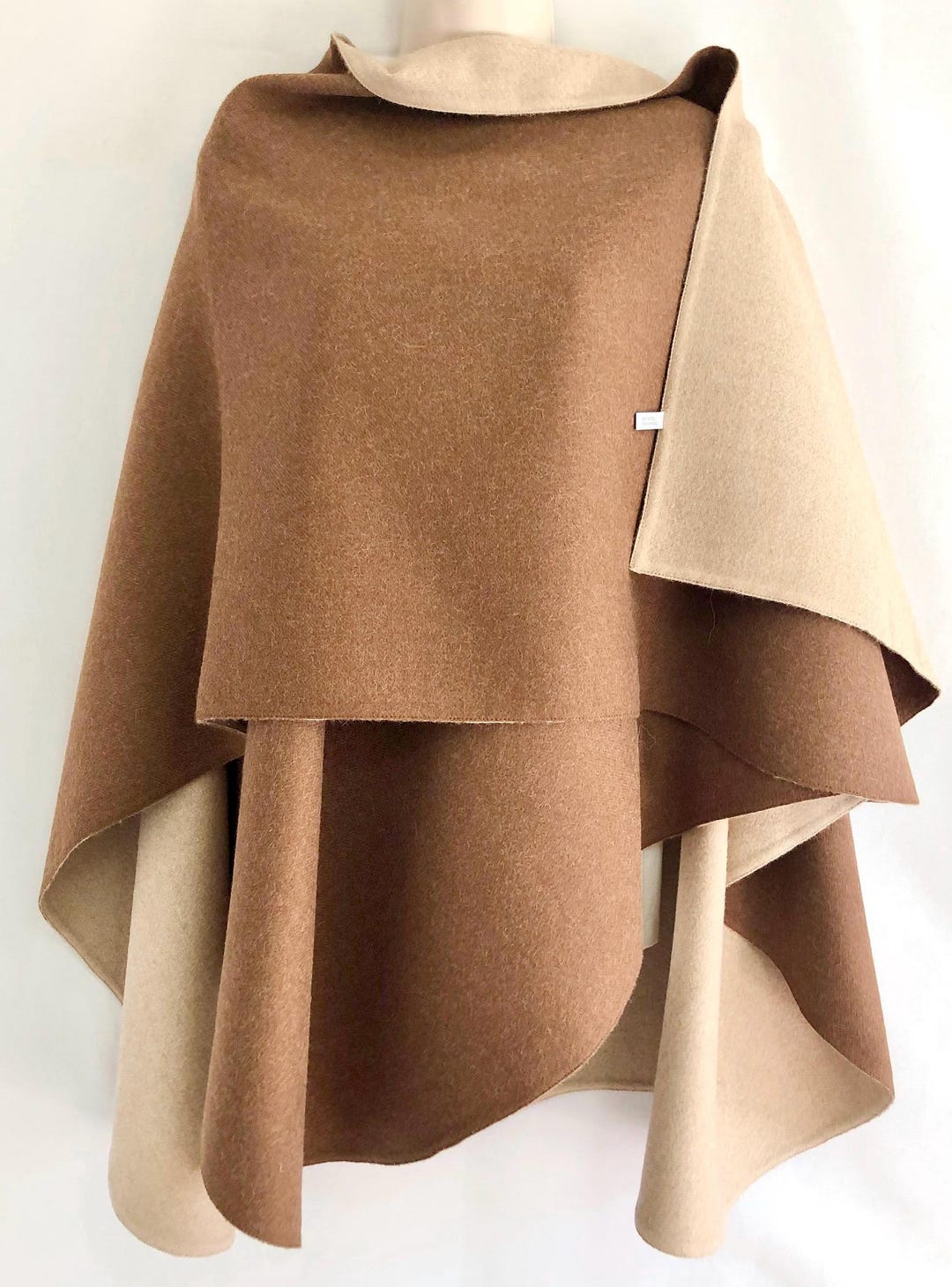 Peruvian Florence Reversible Wrap Ruana Poncho Cape 100 % Baby Alpaca ...