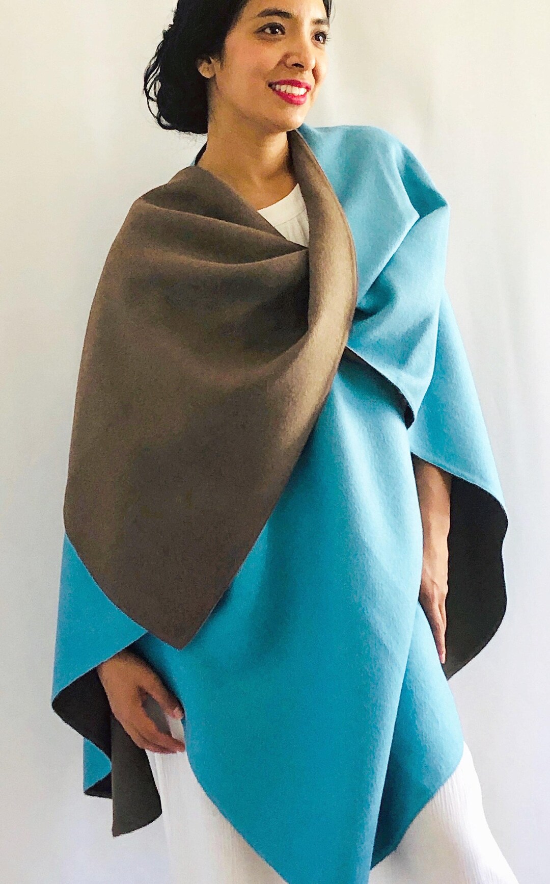 Bari Double Sided Reversible Ruana Wrap 100% Baby Alpaca - Etsy