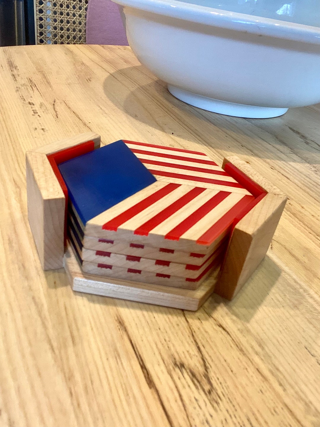 American Flag Wood & Epoxy Coasters - Etsy