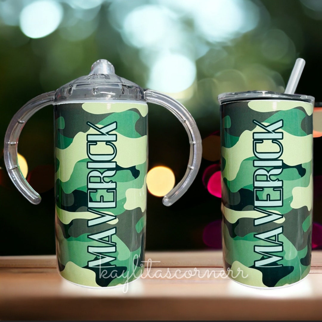 Custom Camo Sippy Cup - Tumblers for Kids - 12oz - Dual Lids - Lid and ...
