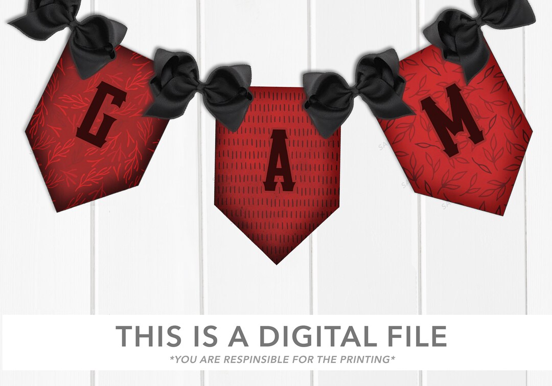 Red Gothic Game Night Banner_printable Bunting Garland Instant Download ...