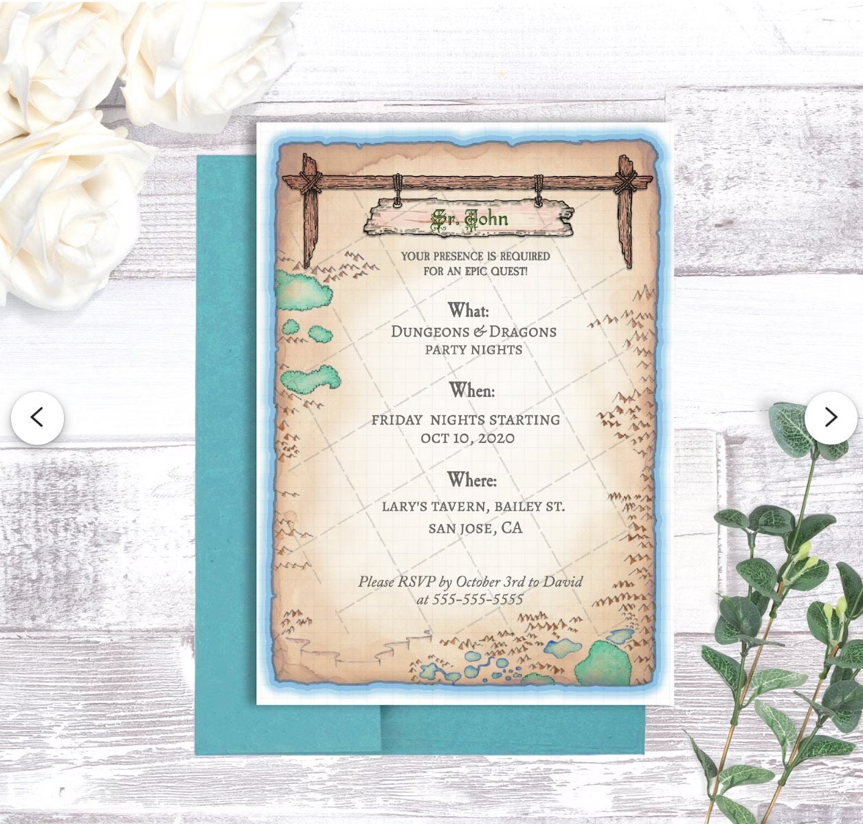 Editable RPG Game Night Printable Invitation Template, Dnd Terrain Map ...