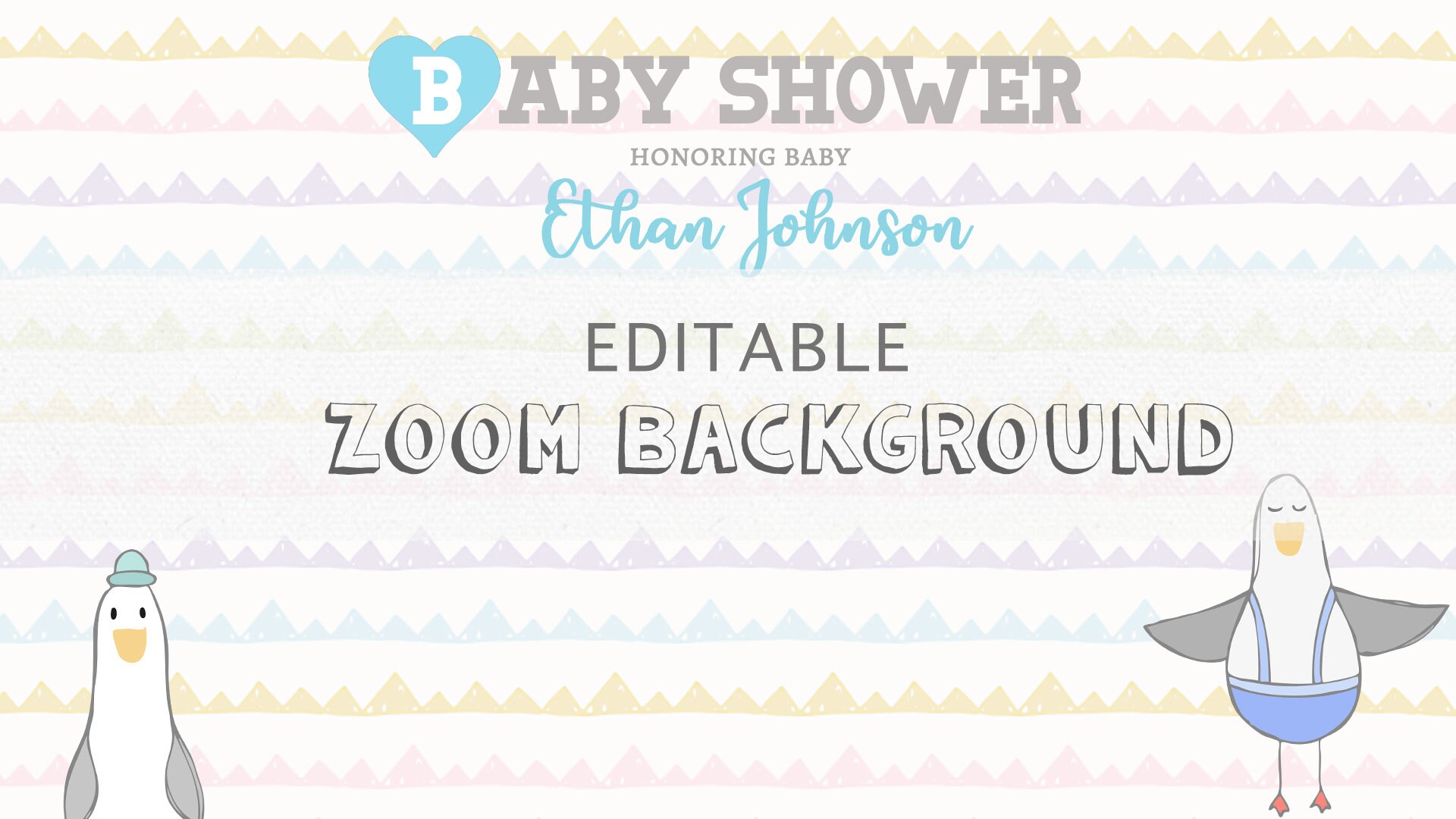 Editable Baby Shower Zoom Background_cute Illustrations Digital ...