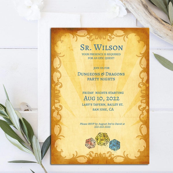 Dungeons and Dragons Game Night Invitation - Etsy
