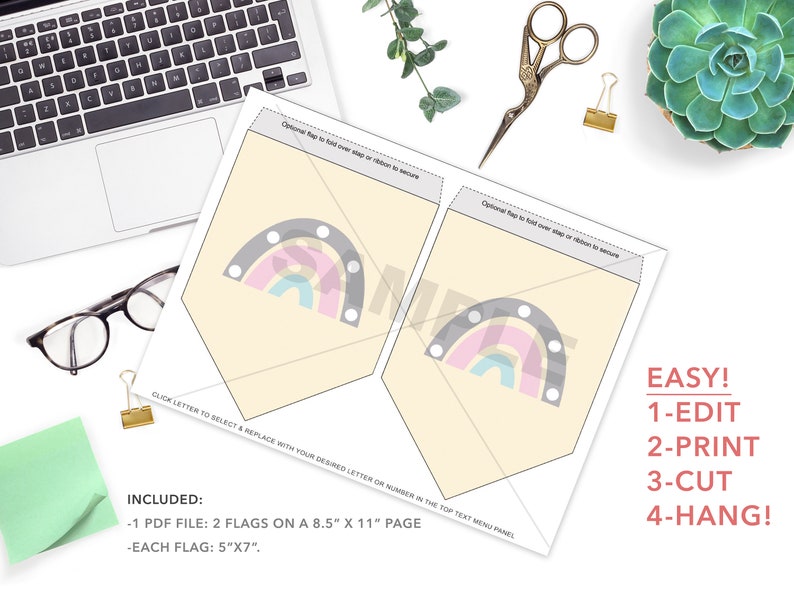 Customizable Birthday Boho Rainbow Banner_printable Bunting - Etsy