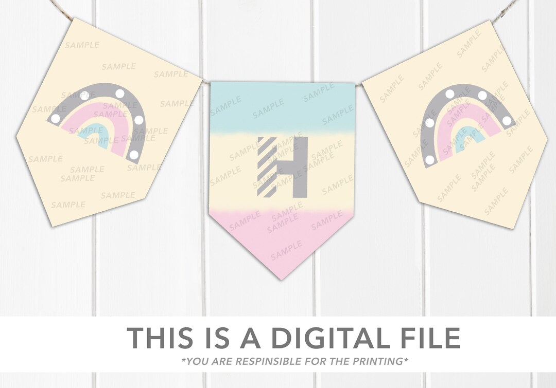 Customizable Birthday Boho Rainbow Banner_printable Bunting - Etsy
