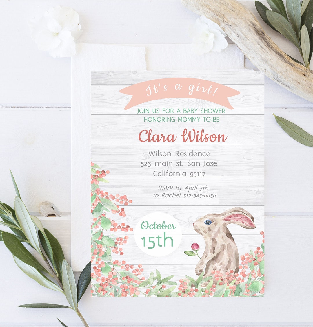 Editable Rustic Baby Shower Party Invitation Template DYI - Etsy