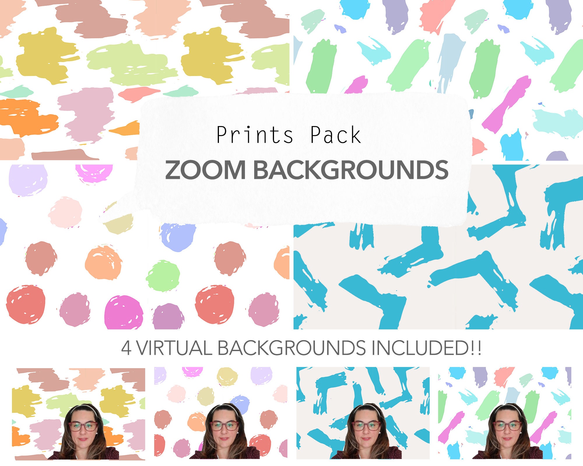 Prints Digital Zoom Background_ Instant Download Multicolor Pack for ...