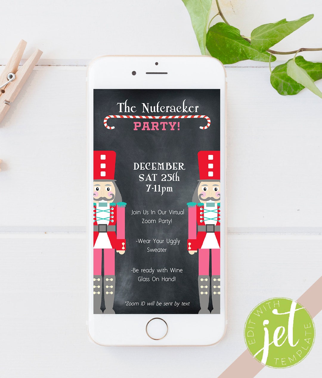 Editable Nutcracker Holiday Virtual Party Invitation_evite_mobile ...