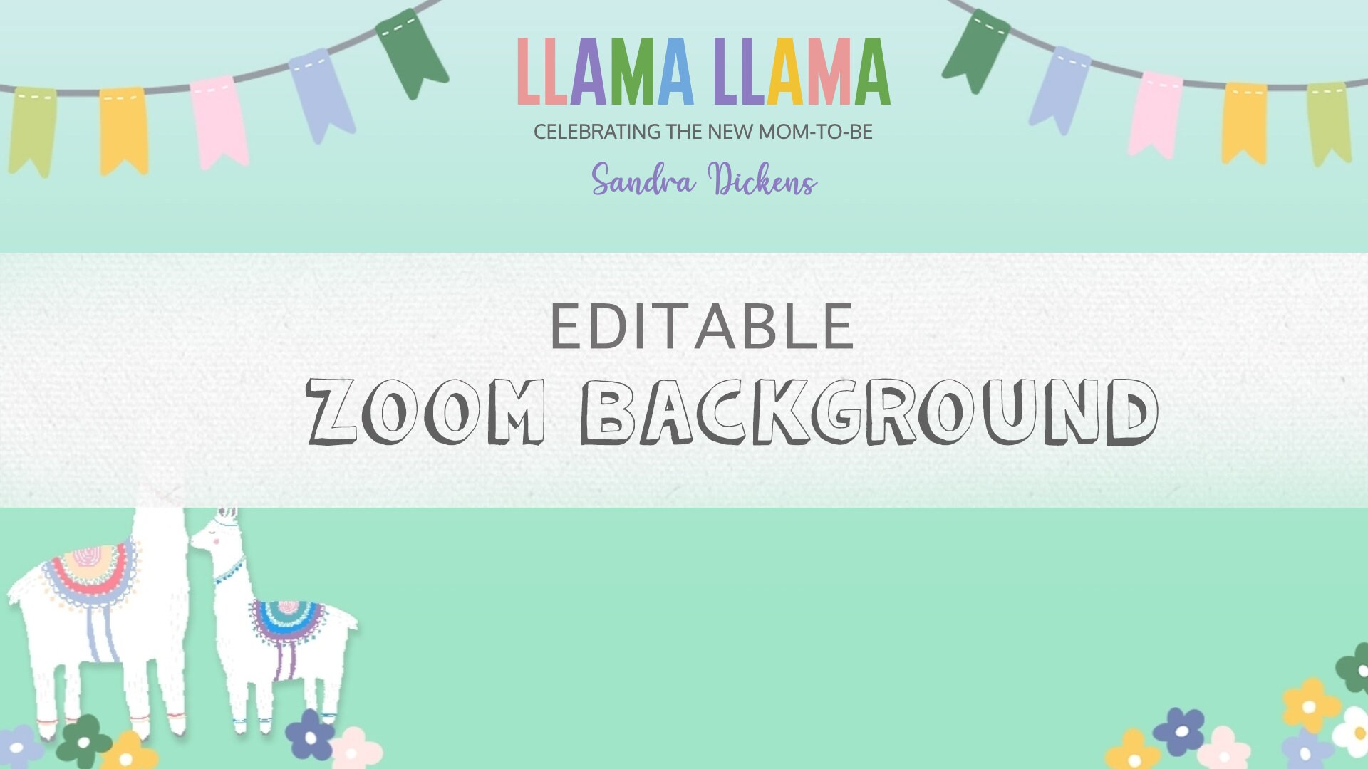 EDITABLE Baby Shower Llama Digital Zoom Background_instant Download ...