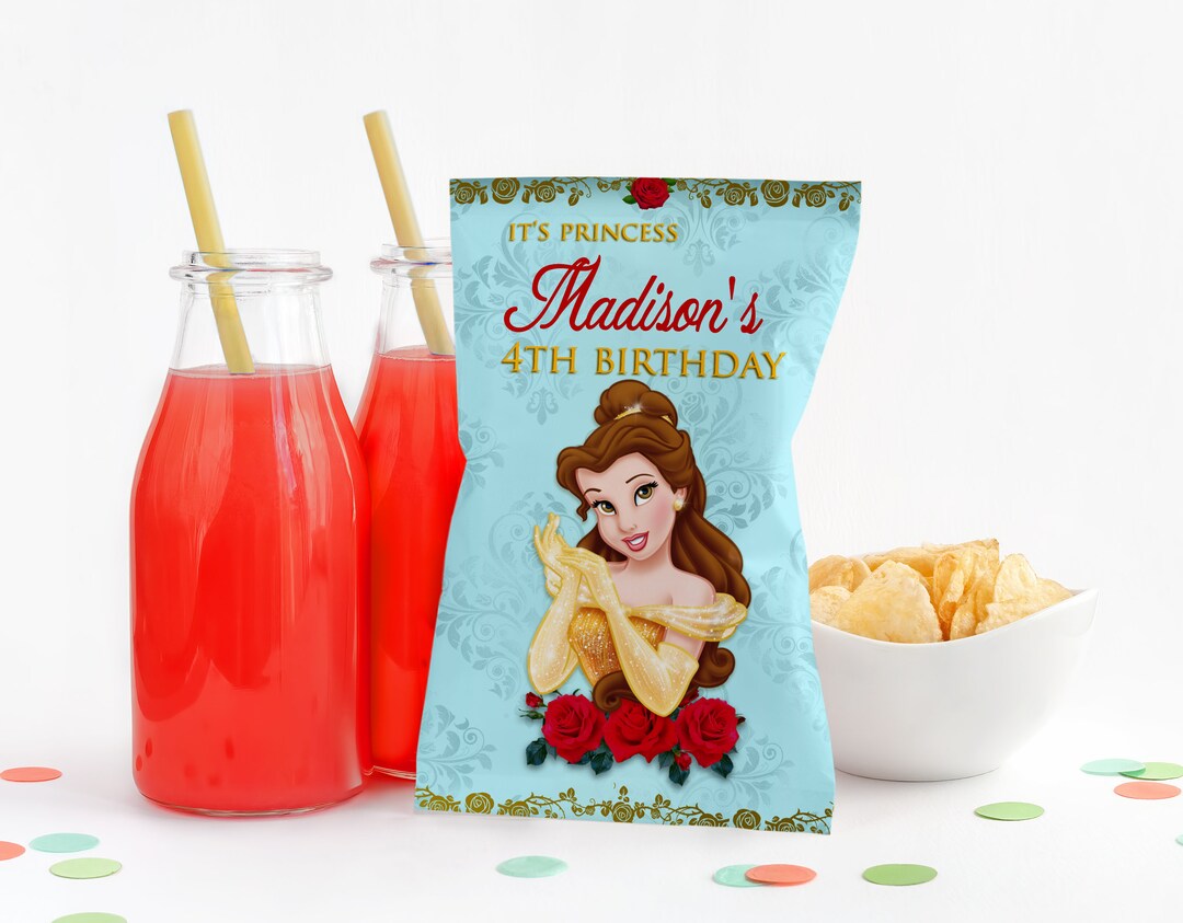 Beauty & the Beast Birthday Chips Bag Wrapper_customizable Party Favor ...