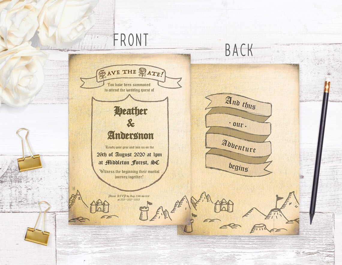 Editable Medieval Wedding Invitation Template Save the Date - Etsy