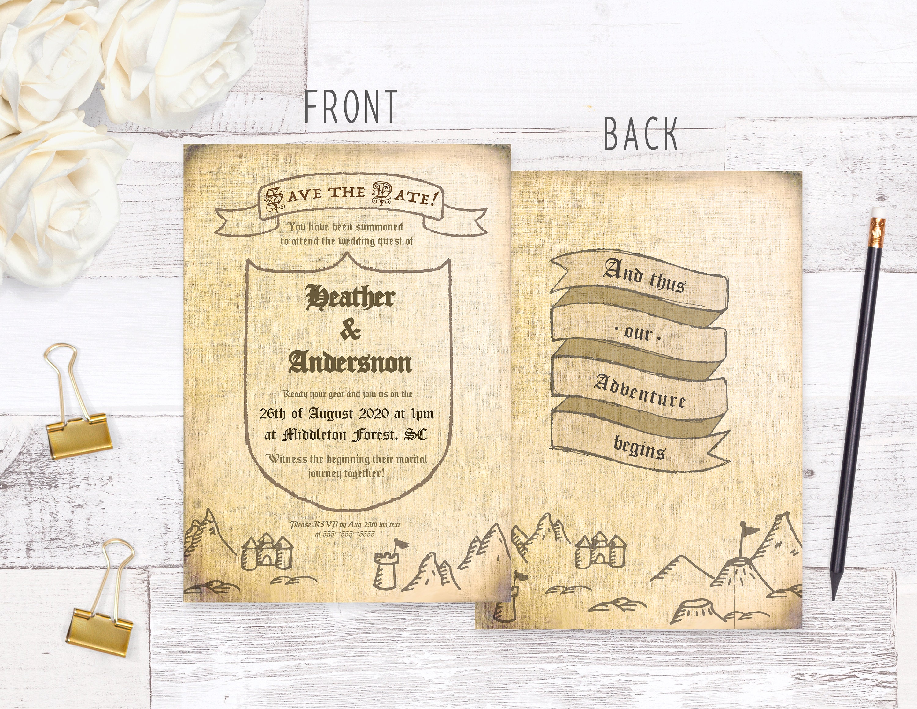 Editable Medieval Wedding Invitation Template Save the Date - Etsy