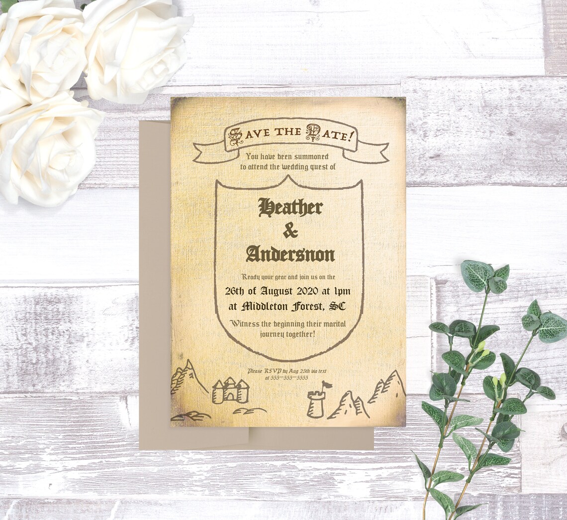 Editable Medieval Wedding Invitation Template Save the Date - Etsy