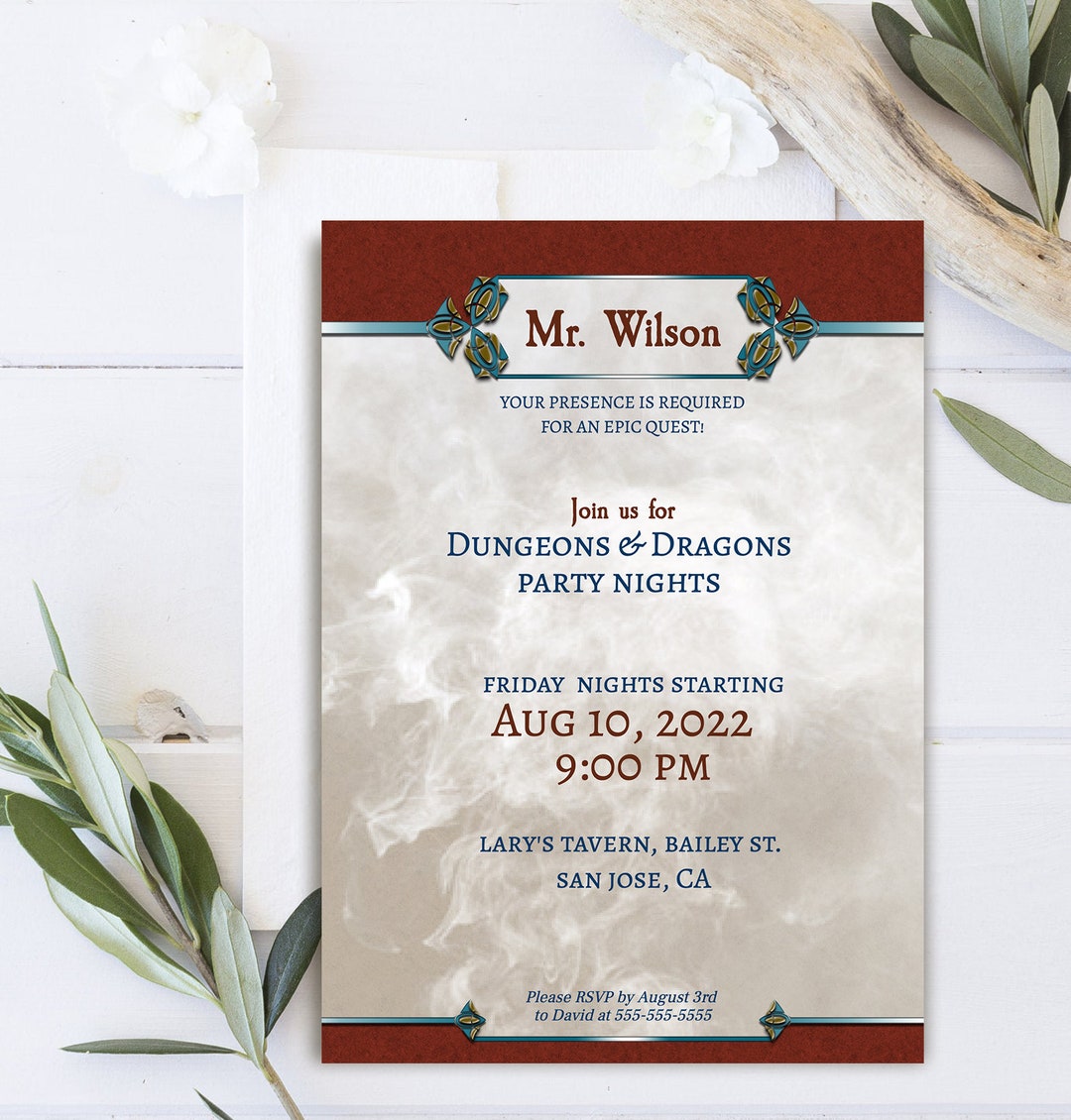 Editable RPG Game Night Printable Invitation Template, Dnd_dungeons and ...