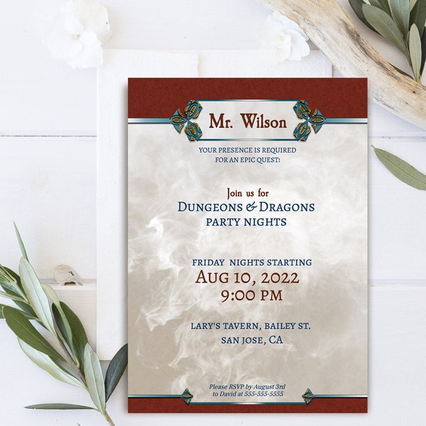 Dungeons and Dragons Game Night Invitation - Etsy