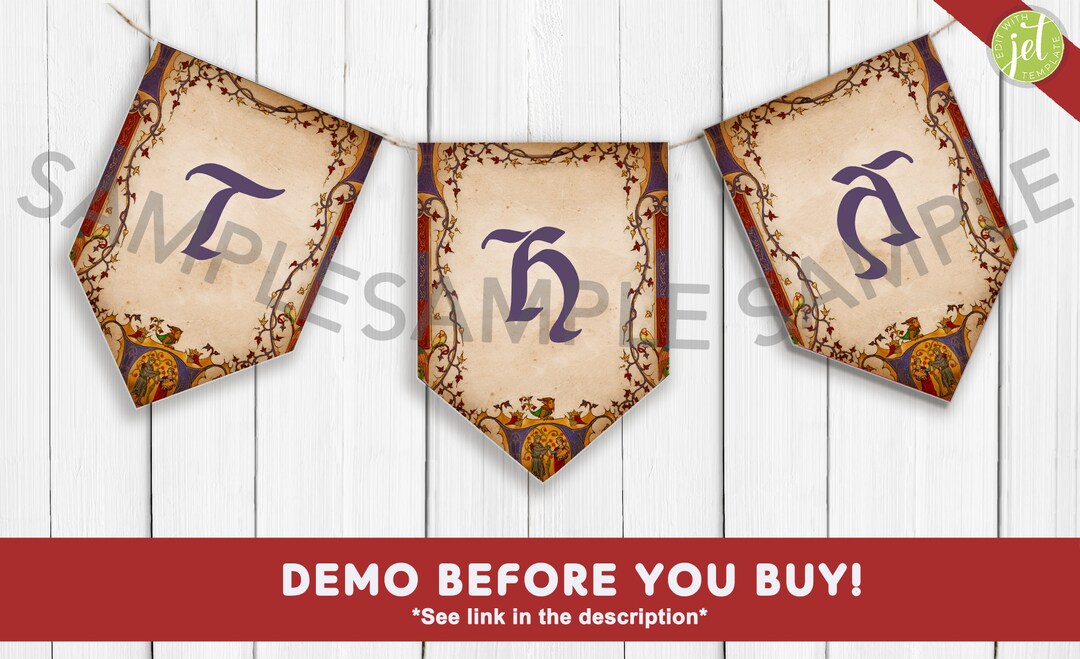 Medieval Illuminated Manuscript Birthday Banner_printable Bunting ...
