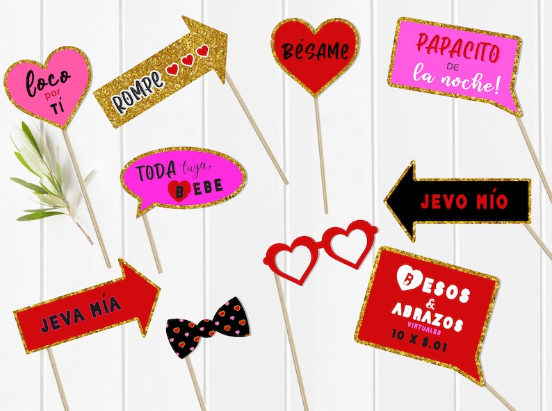 Printable Spanish San Valentine Photo Booth Props_love Red | Etsy