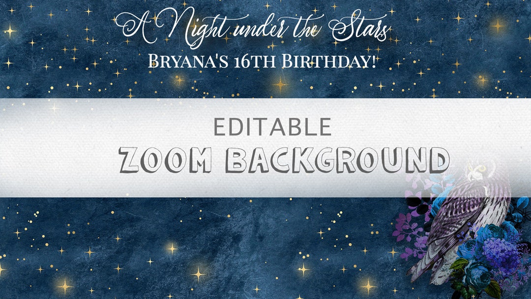 EDITABLE Birthday Starry Night_digital Zoom Background_instant Download ...