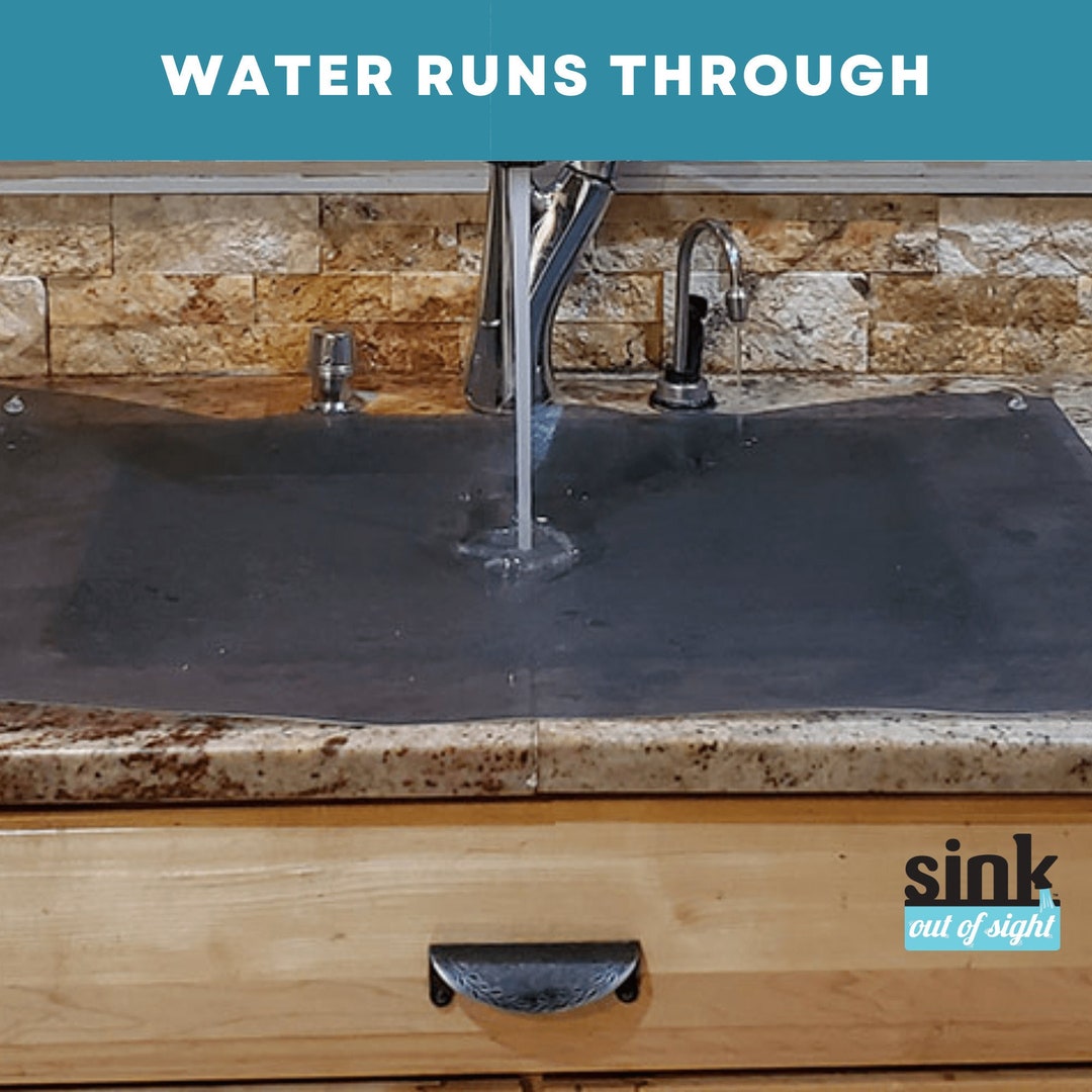 Kitchen Sink Cover to Hide Dirty Dishes – Adjustable Flow-through Sink ...
