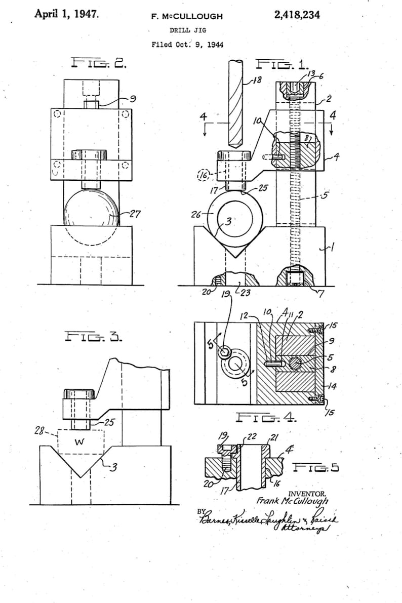 RARE 1947 Mccullough Mfg Company Detroit Michigan Machinist Drill Jig ...