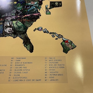 Cryptids of the United States Map (with a Legend) - 24x36 Glossy Print ...