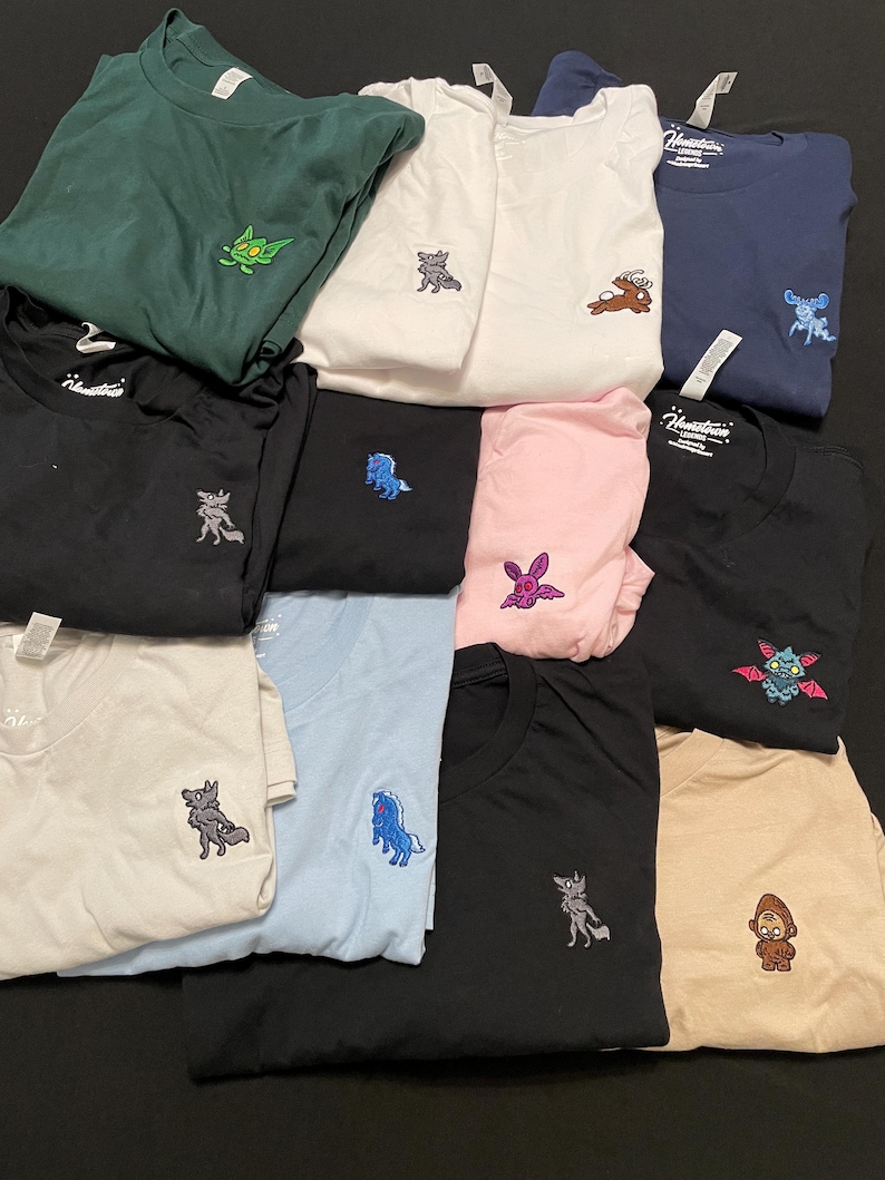 Subtle Cryptid T-shirts - Specter Moose Embroidered Apparel - Navy and ...