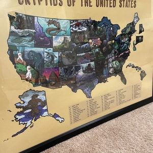 Cryptids of the United States Map (with a Legend) - 24x36 Glossy Print ...