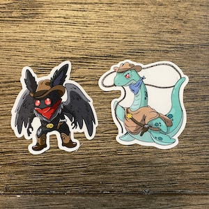 2 Inch Vinyl Cryptid Cowboy Stickers - Mothman and Nessie - Wild West ...