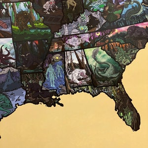 Cryptids of the United States Map - 24x36 Glossy Print - Cryptid Wall ...