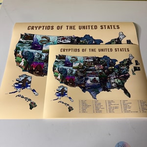 Cryptids of the United States Map (with a Legend) - 11x14 and 16x20 ...