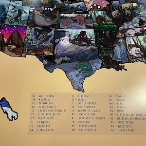 Cryptids of the United States Map (with a Legend) - 24x36 Glossy Print ...