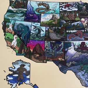 Cryptids of the United States Map (with a Legend) - 11x14 and 16x20 ...