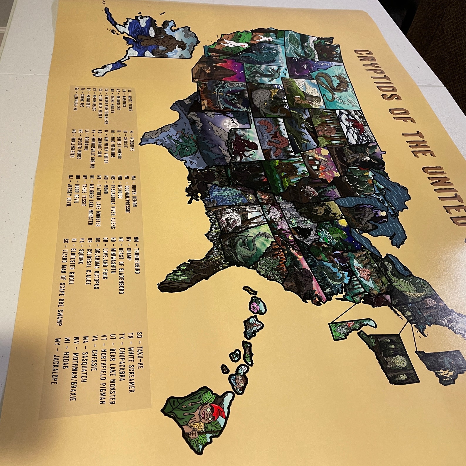 Cryptids of the United States Map with a Legend 24x36 - Etsy