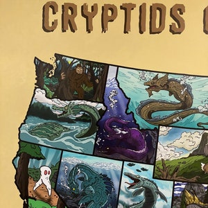 Cryptids of the United States Map - 24x36 Glossy Print - Cryptid Wall ...