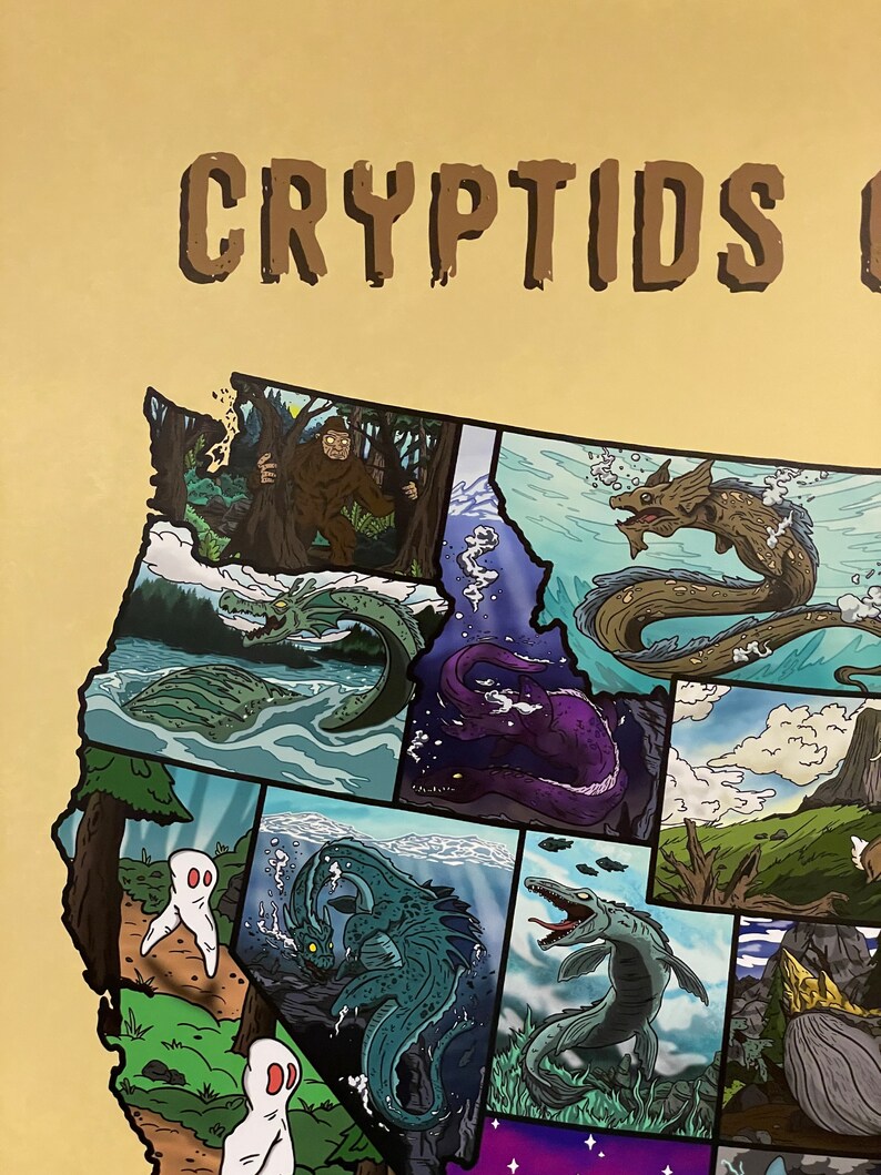 Cryptids of the United States Map - 24x36 Glossy Print - Cryptid Wall ...
