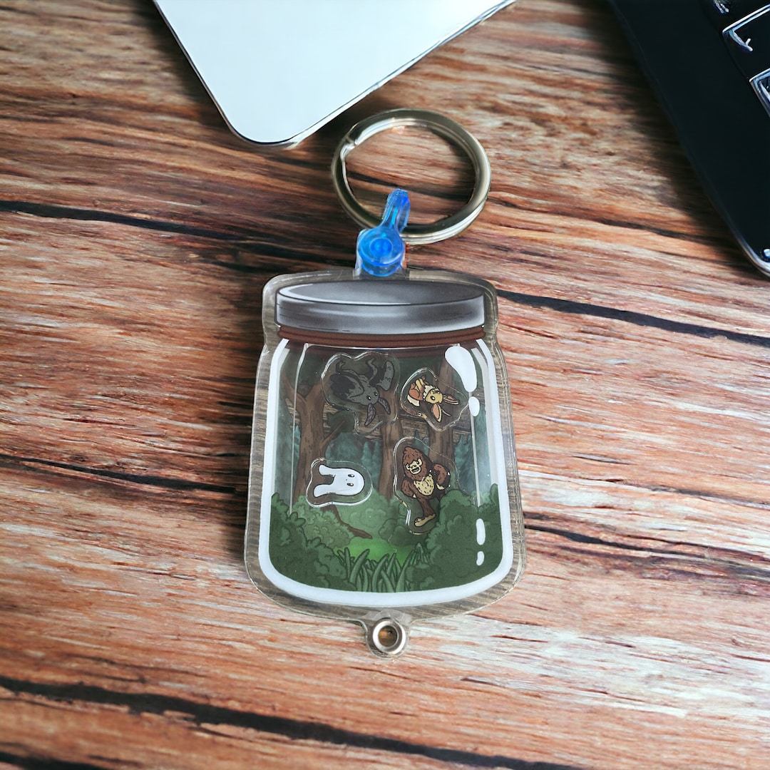 Cryptid Shaker Jar Keychain - Sasquatch, Mothman, Jackalope, Fresno ...