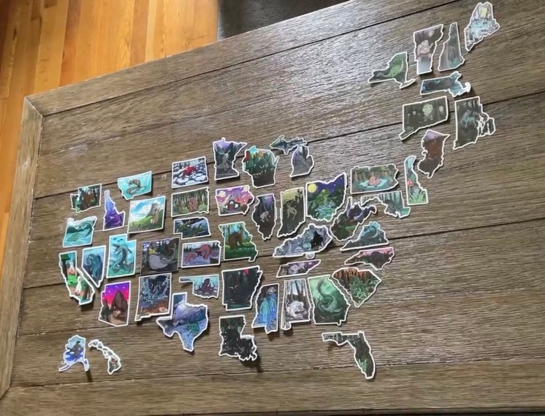 50 Pack of Vinyl Cryptid State Stickers Hometown Legends State Cryptids ...