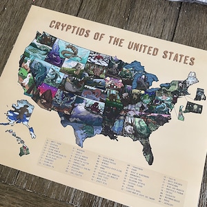 Cryptids of the United States Map (with a Legend) - 11x14 and 16x20 ...