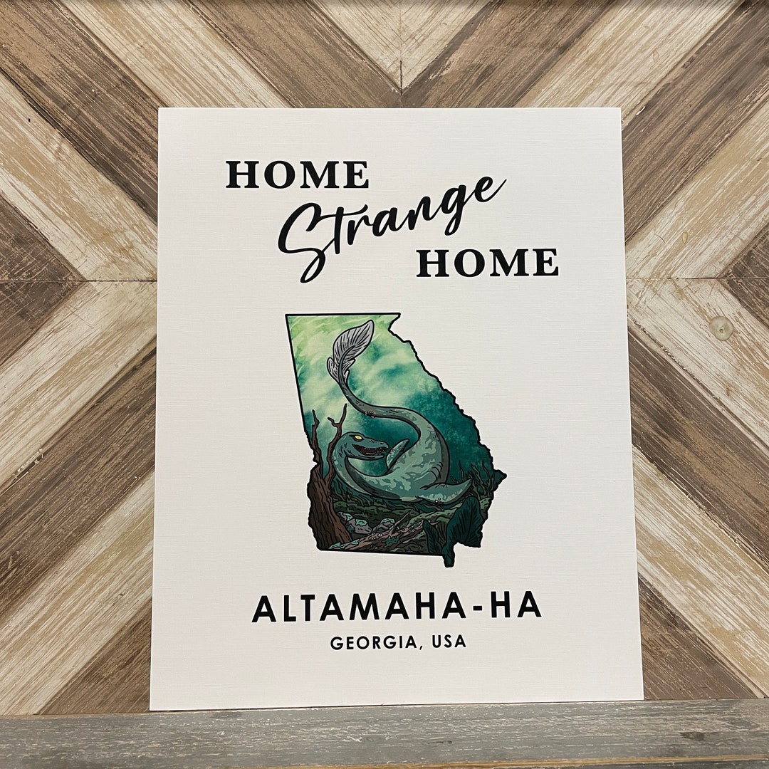 Georgia Fine Art Print: Map of Georgia Featuring Altamaha-ha (altie ...