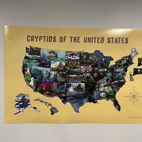 Cryptids of the United States Map with a Legend 24x36 - Etsy