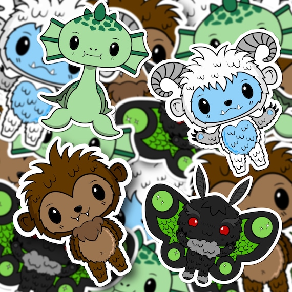 Cute Chibi Cryptid Stickers Cut Stickers Vinyl Weatherproof | Etsy