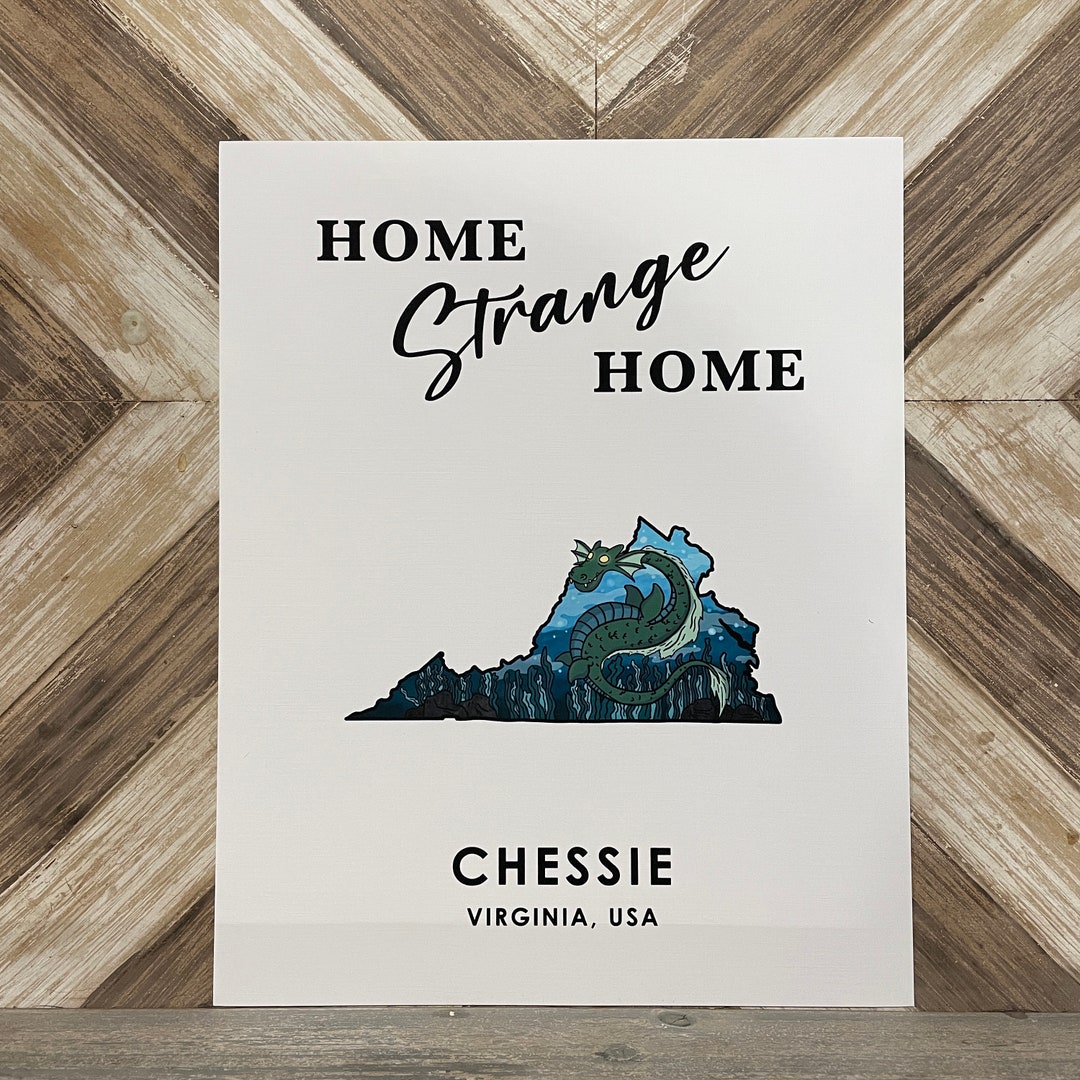 Virginia Fine Art Print: Map of Virginia Featuring Chessie - Cryptid ...