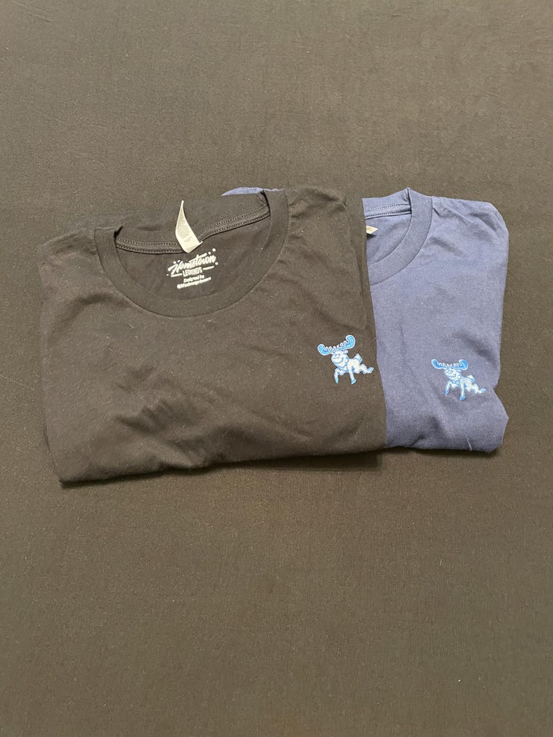 Subtle Cryptid T-shirts - Specter Moose Embroidered Apparel - Navy and ...