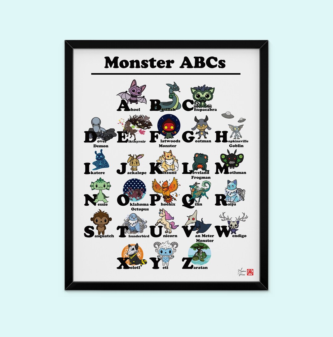 Monster Abcs - Little Believer Collection - 1 Piece Print Set - Nursery ...