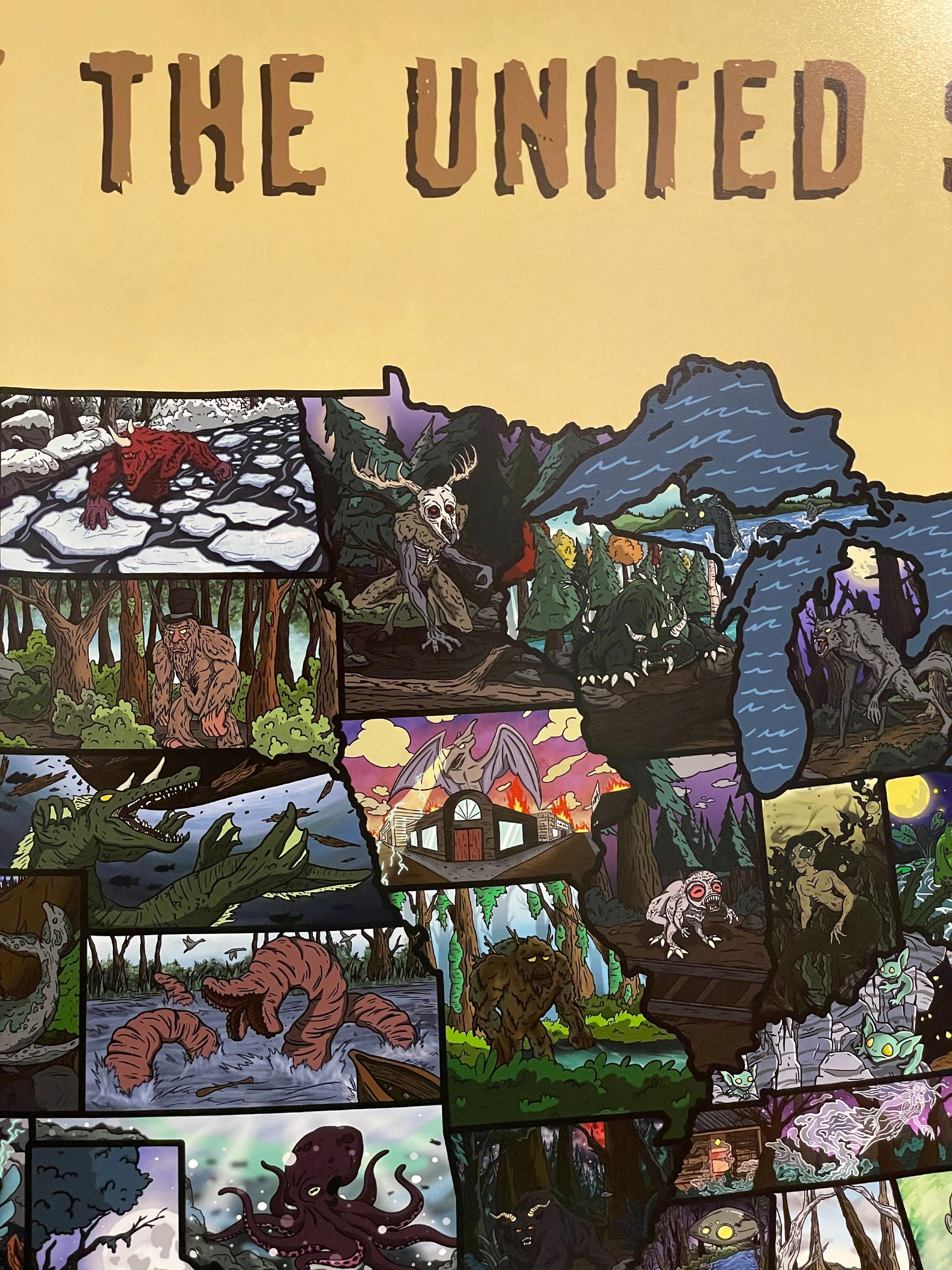 Cryptids of the United States Map 24x36 Glossy Print - Etsy