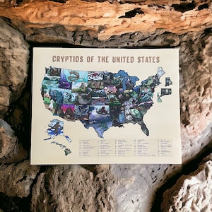 Cryptids of the United States Map (with a Legend) - 11x14 and 16x20 ...