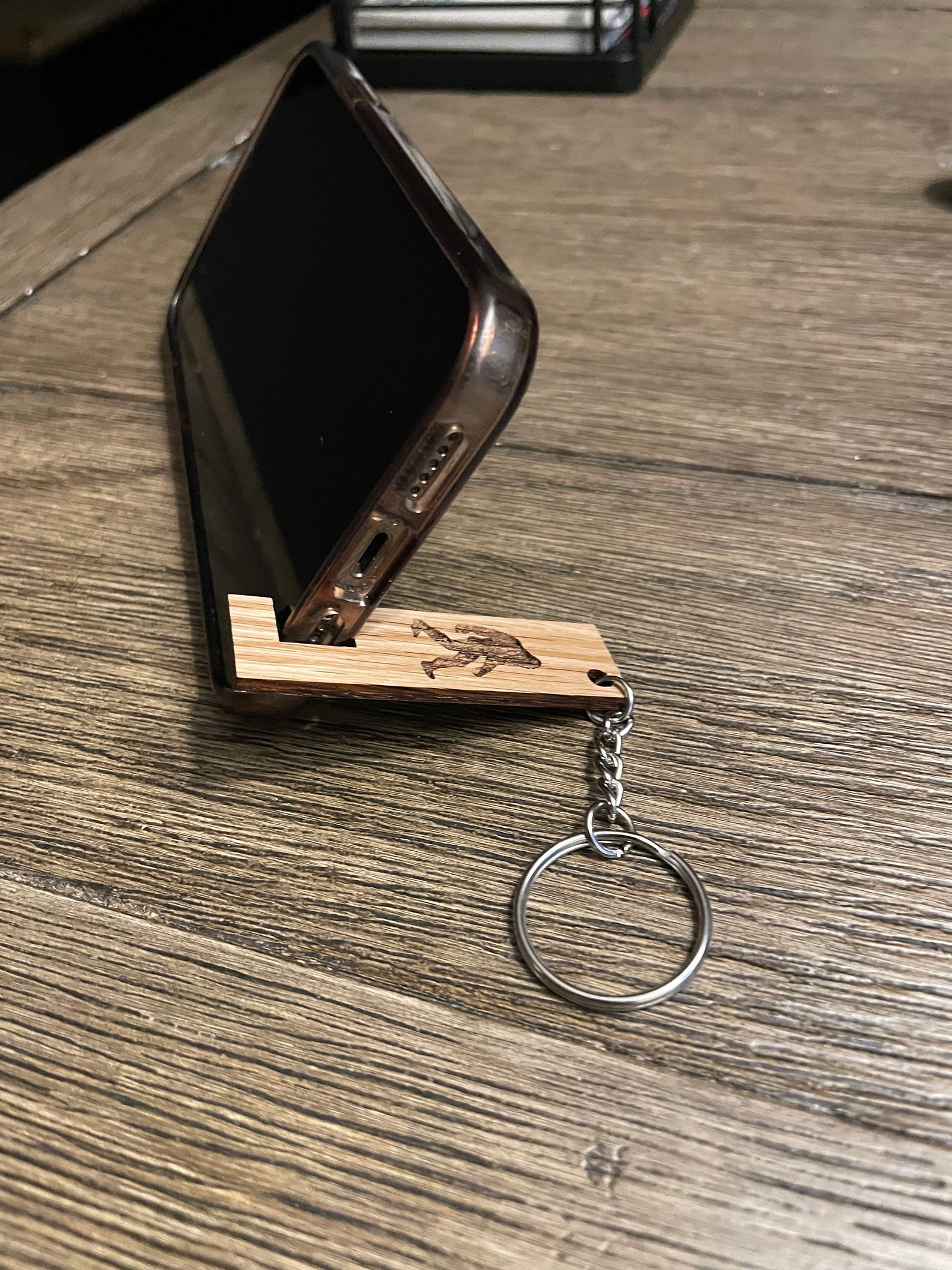 Bigfoot iPhone Holder Wooden Keychain - Kickstand - Etsy