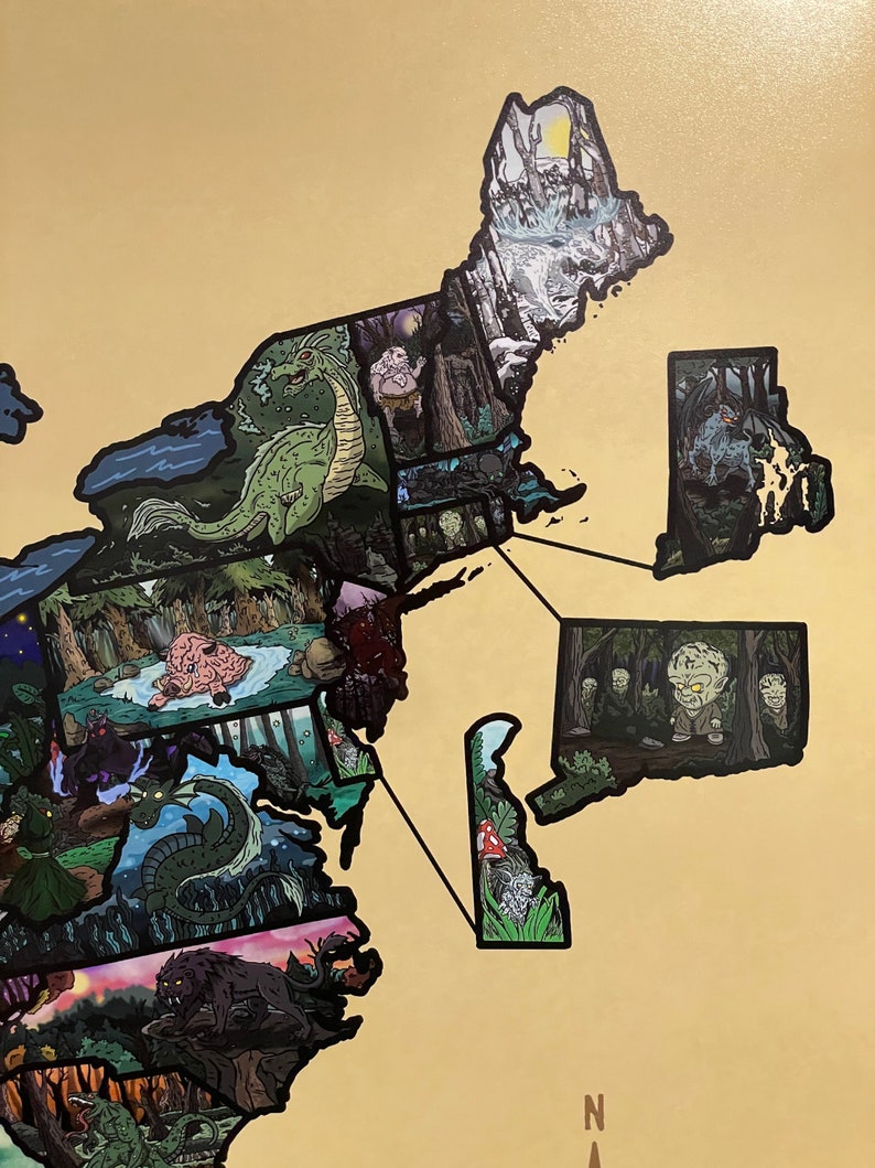 Cryptids of the United States Map 24x36 Glossy Print - Etsy
